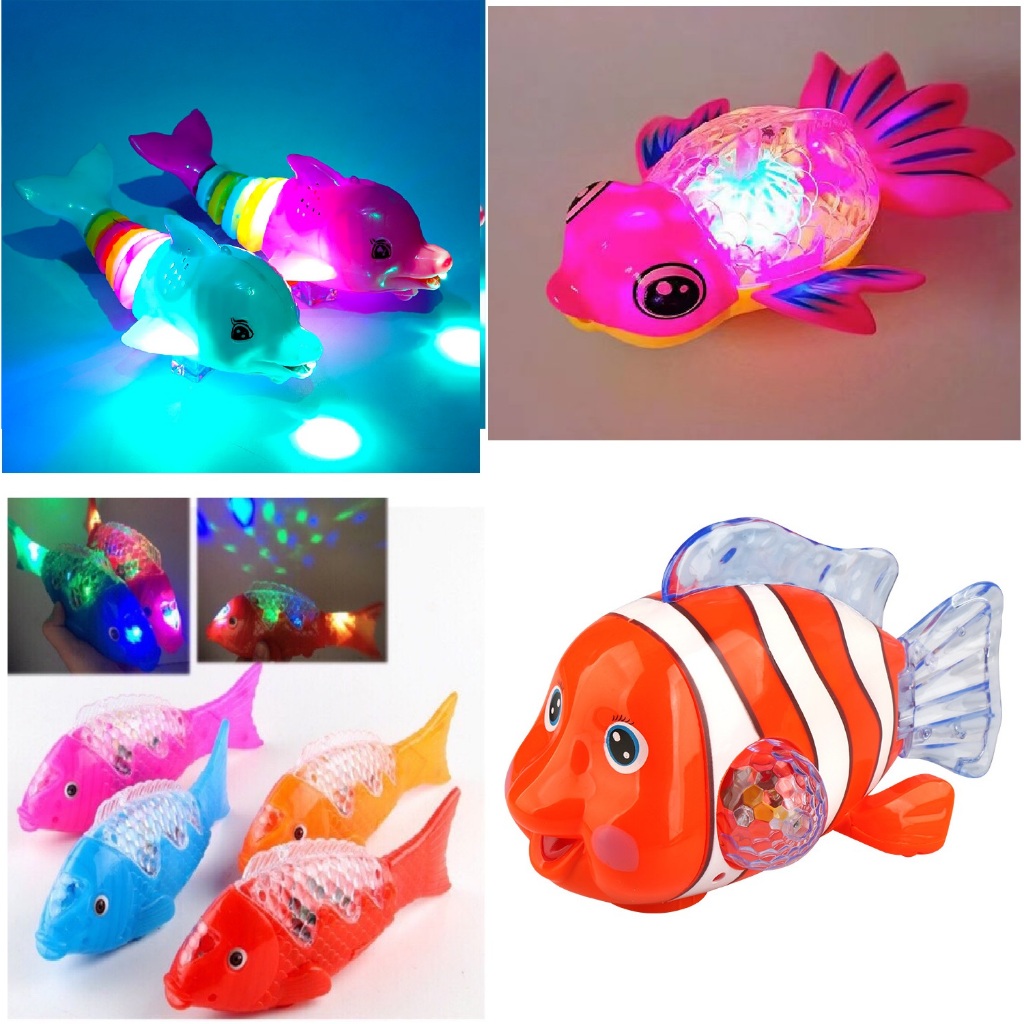 Đồ chơi cá biết đi có đèn nhạc biết quẫy đuôi phát sáng 7 màu - Cá hề Nemo, chép - Đồ chơi trung ...
