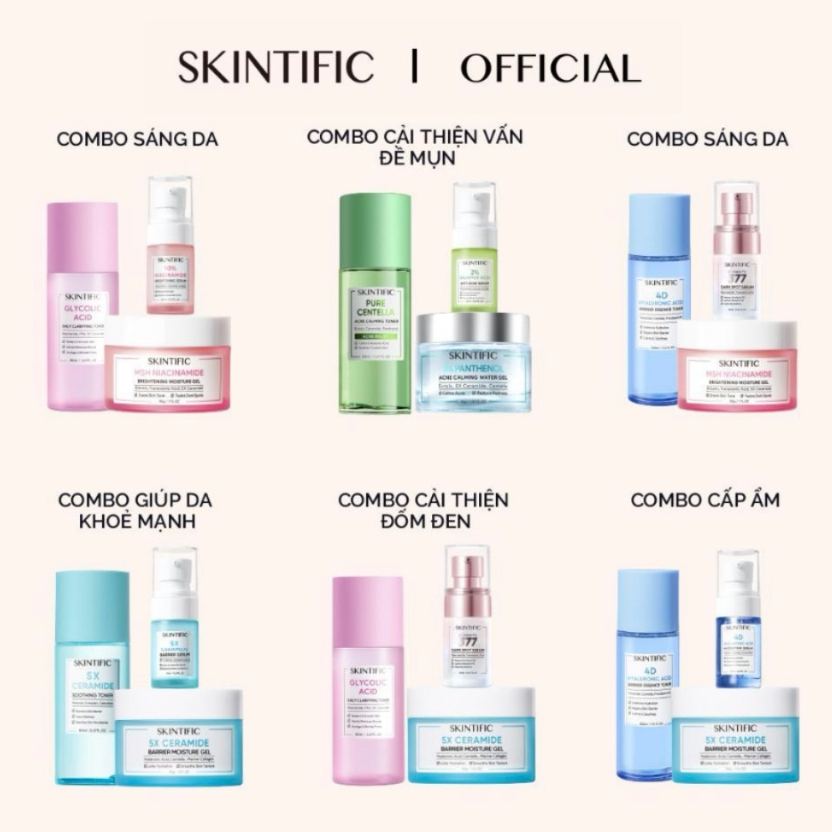 SKINTIFIC Combo 3PCS-Bộ ba chăm sóc da gồm Toner AHA,Centella,5X +Toner ...