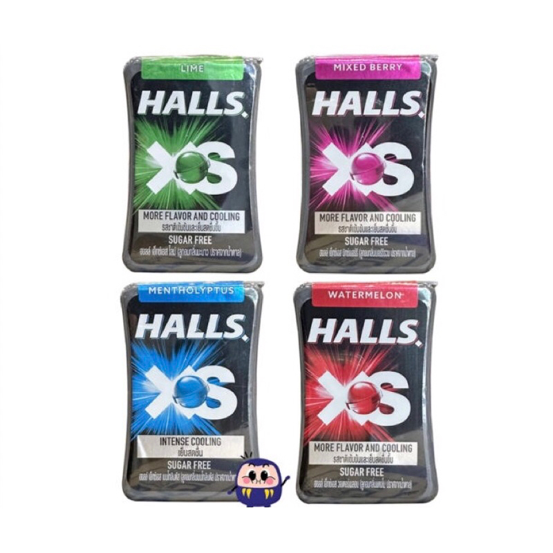 Kẹo ngậm không đường Halls XS Lime vị Chanh/ Bạc Hà/ Vị Dưa Hấu/ vị mix ...