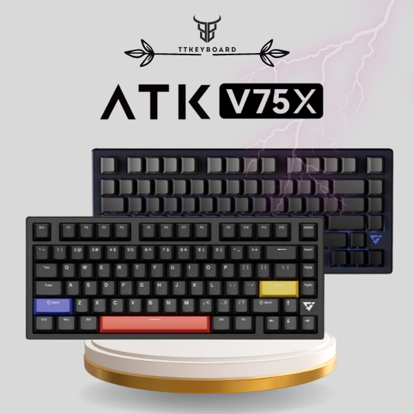[Hỏa Tốc] Bàn Phím Cơ Bán Nhôm Không Dây VXE ATK V75X - 3 Mode - Mạch Xuôi - Led RGB - Độ Trễ ...