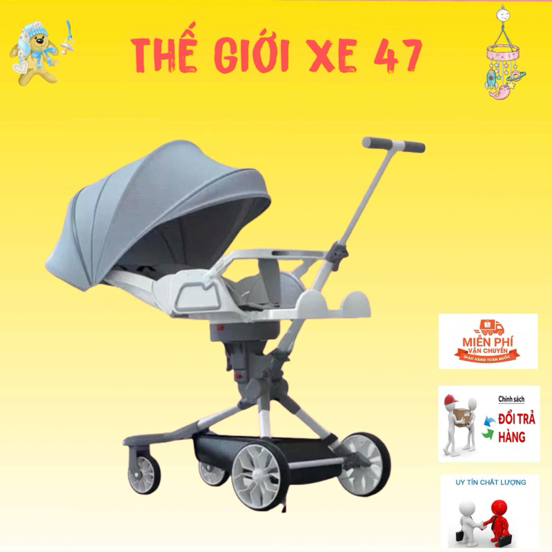 Xe đẩy V9 Xịn 2 chiều 3 tư thế, gấp gọn, kèm bàn ăn dặm có nhạc đèn cho ...