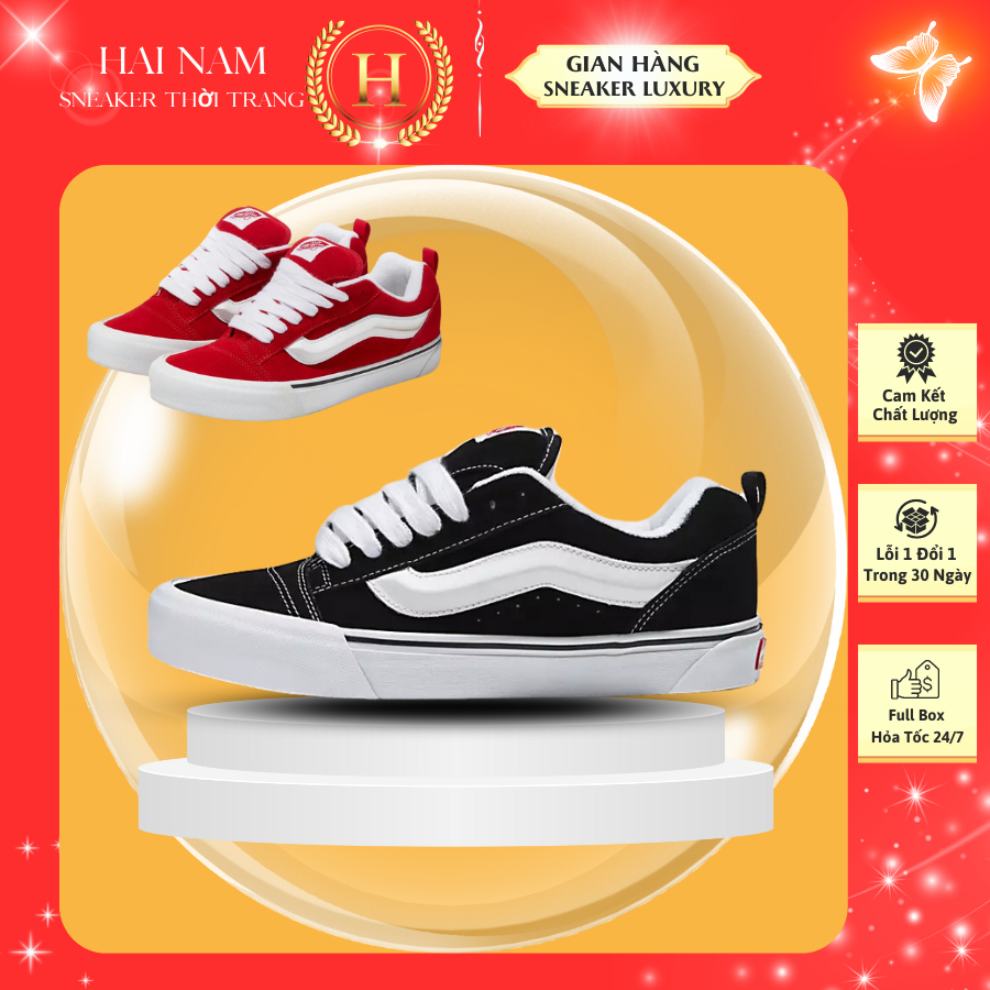 Giày Vans Knu Skool Đủ Các Phối Màu. Giày Vans Knu 2 Màu Đỏ Đen Basic ...