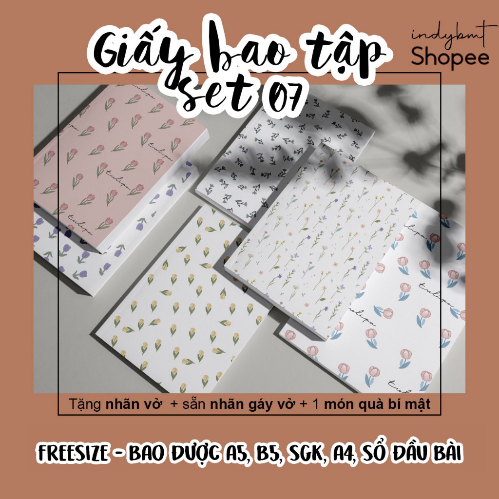 [Set 7 MỚI] Giấy bọc vở, giấy bao tập, bao tập A5, bao tập B5, SGK, vở ...