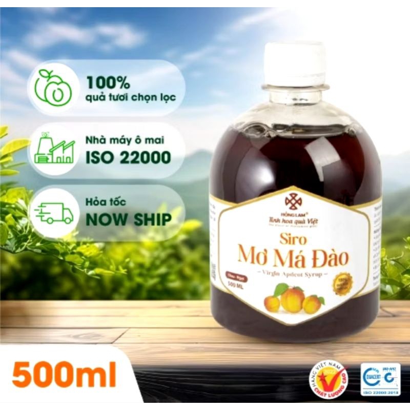 Siro Mơ Má Đào Hồng Lam chai 500ml | Shopee Việt Nam