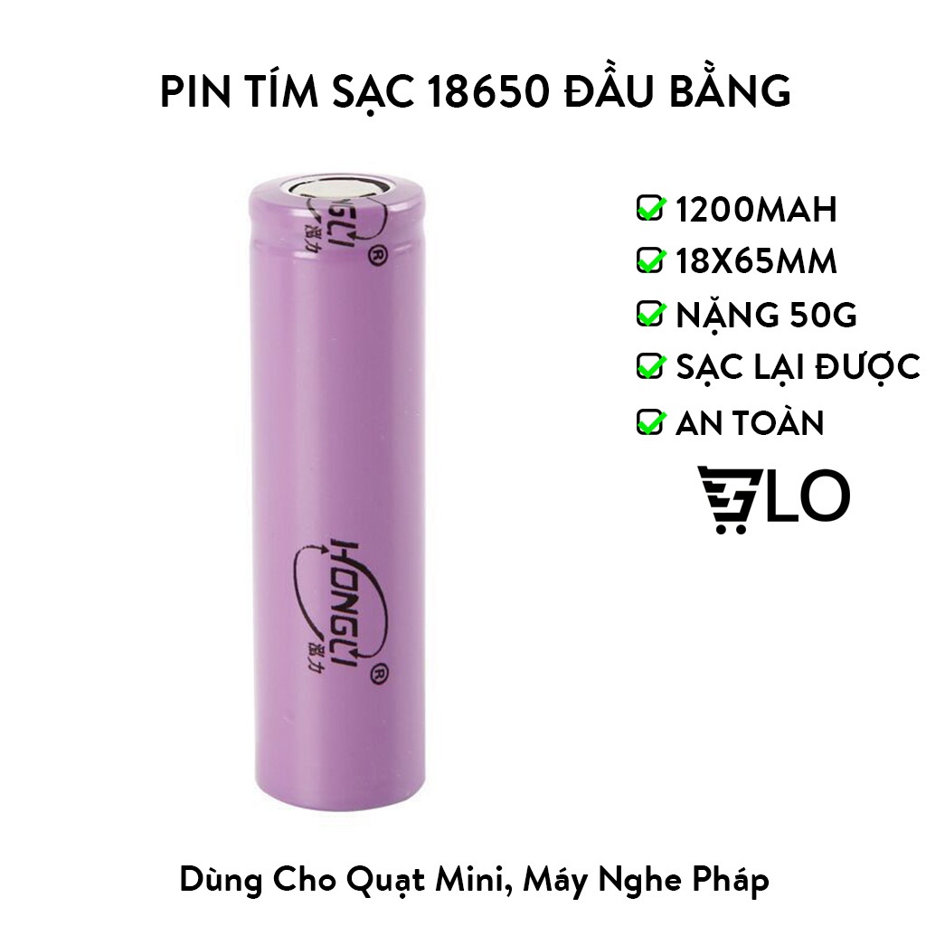 1 Viên Pin Sạc 18650 Hongli Tím 1200mah Loại Tốt 3.7v Xả Thấp 2A Dùng ...