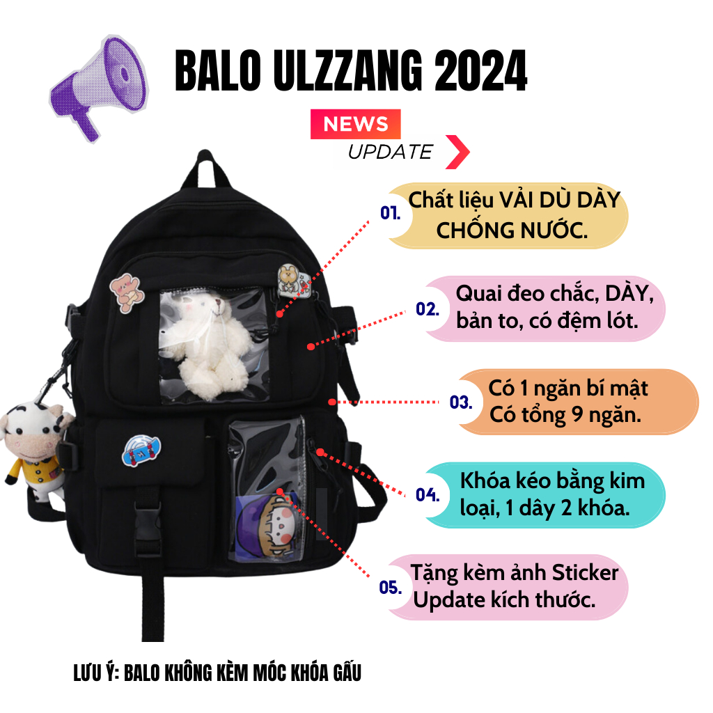 Balo đi học nữ thời trang ulzzang Hàn Quốc cặp đi học nữ vải dù mịn chống nước BL04 | Shopee ...