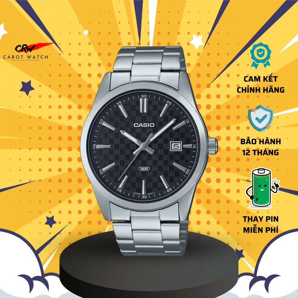 ĐỒNG HỒ NAM CASIO MTP-VD03D-1A CHÍNH HÃNG DÂY KIM LOẠI CHỐNG NƯỚC CAROT ...
