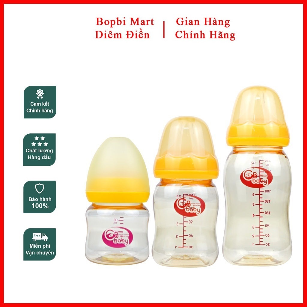 [Gb-Baby Chính Hãng] Bình sữa PPSU GB-Baby Cổ rộng dung tích 90ml 160ml 280ml Cổ rộng Tặng 1 núm ...