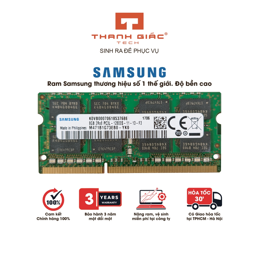 Ram Laptop Ddr3l Samsung 4gb 8gb Bus 1600 12800s Bảo Hành 3 Năm