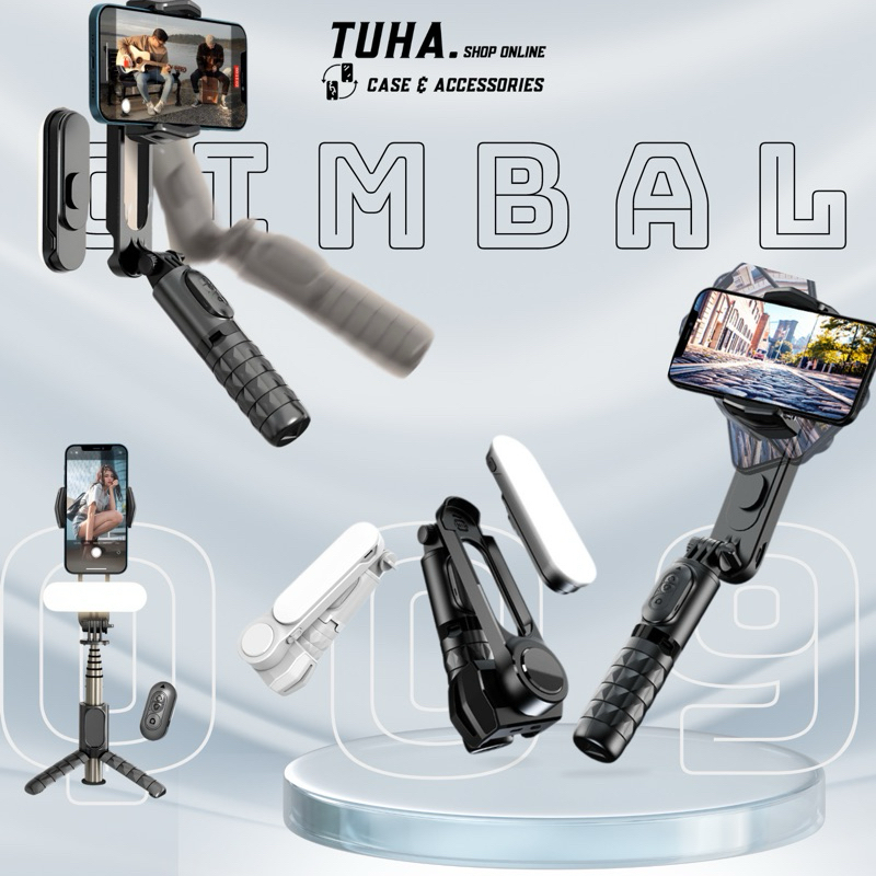 Gimbal Q09 Gậy chống rung tay cầm quay video kiêm gậy chụp hình 3 chân selfie tích hợp đèn LED ...