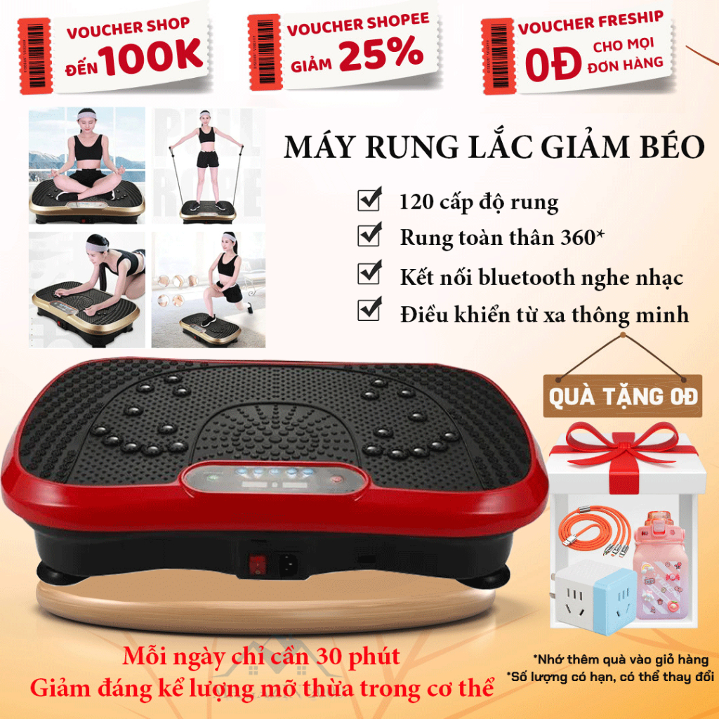 Máy rung toàn thân 120 cấp độ giảm mỡ hiệu quả, Máy giảm cân massage rung toàn thân kết nối nghe ...