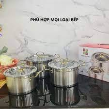 Bộ 3 Nồi Misu Louis Inox 304 Cao Cấp - Bộ Nồi Inox đáy 3 Lớp Nguyên ...