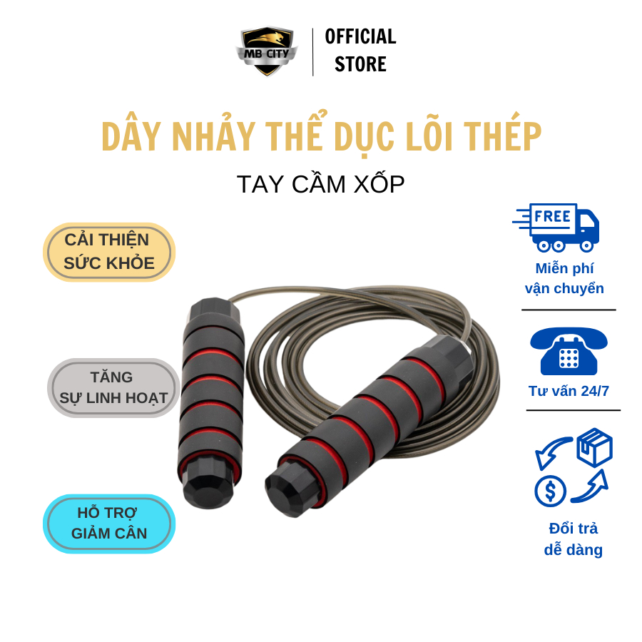 Dây nhảy thể dục lõi cáp thép - Dây nhảy tập thể dục thể thao giảm cẩn ...