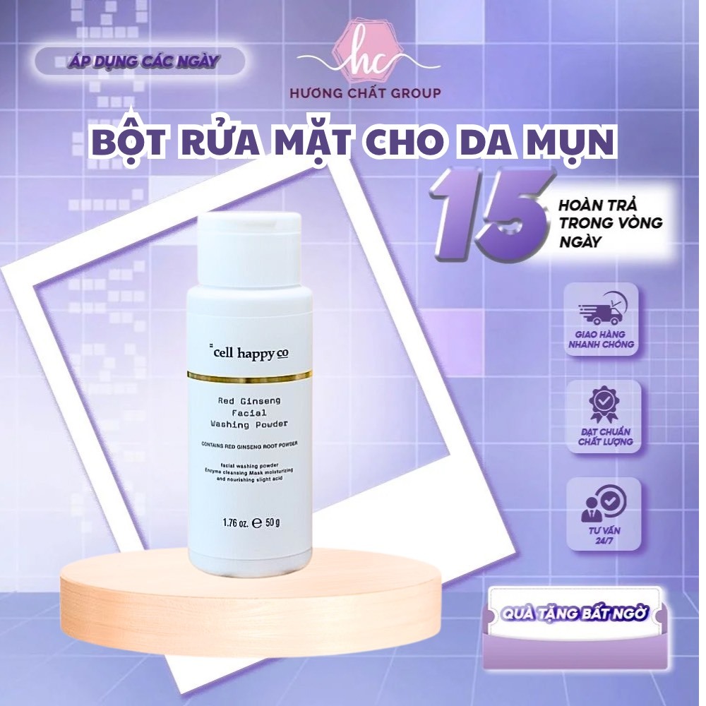 Bột Rửa Mặt Hồng Sâm Cell Happy Co Dành Cho Da Mụn Da Dầu Cực Đỉnh Giúp ...
