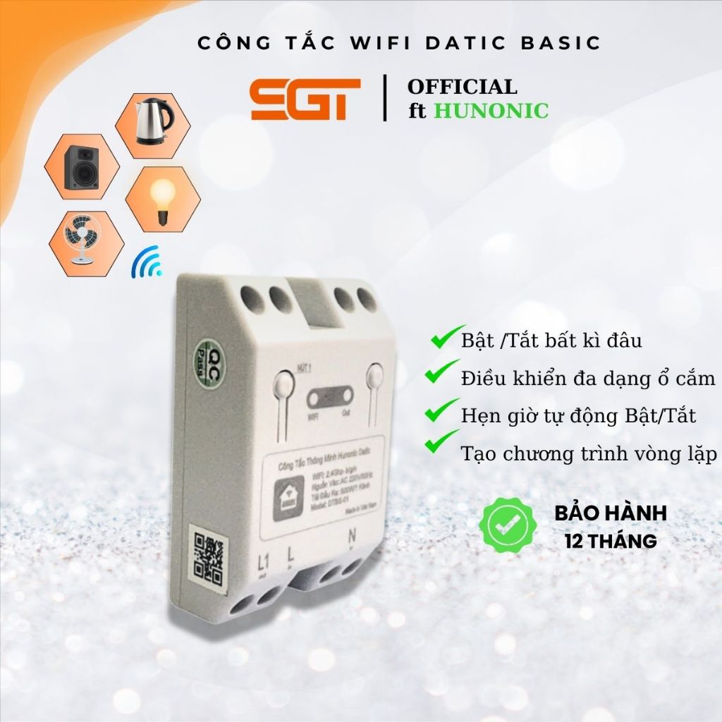 Công Tắc Wifi Hunonic Datic Basic DTBS-011 Kênh 500W Điều Khiển Từ Xa ...