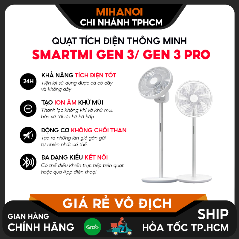 Quạt Tích Điện Thông Minh Xiaomi Gen 3/ Gen 3 Pro - Tích Điện Đến 24 ...