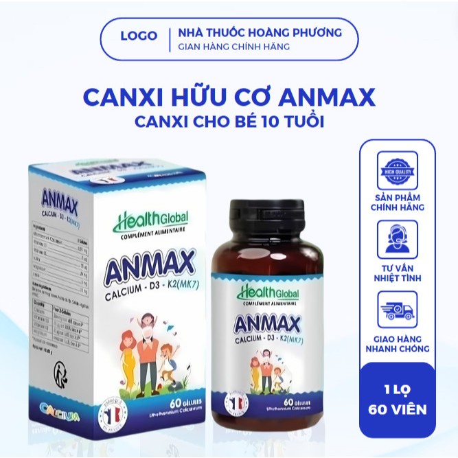 CANXI HỮU CƠ ANMAX Heath Global giúp bổ sung canxi hữu cơ 50 viên nhập ...