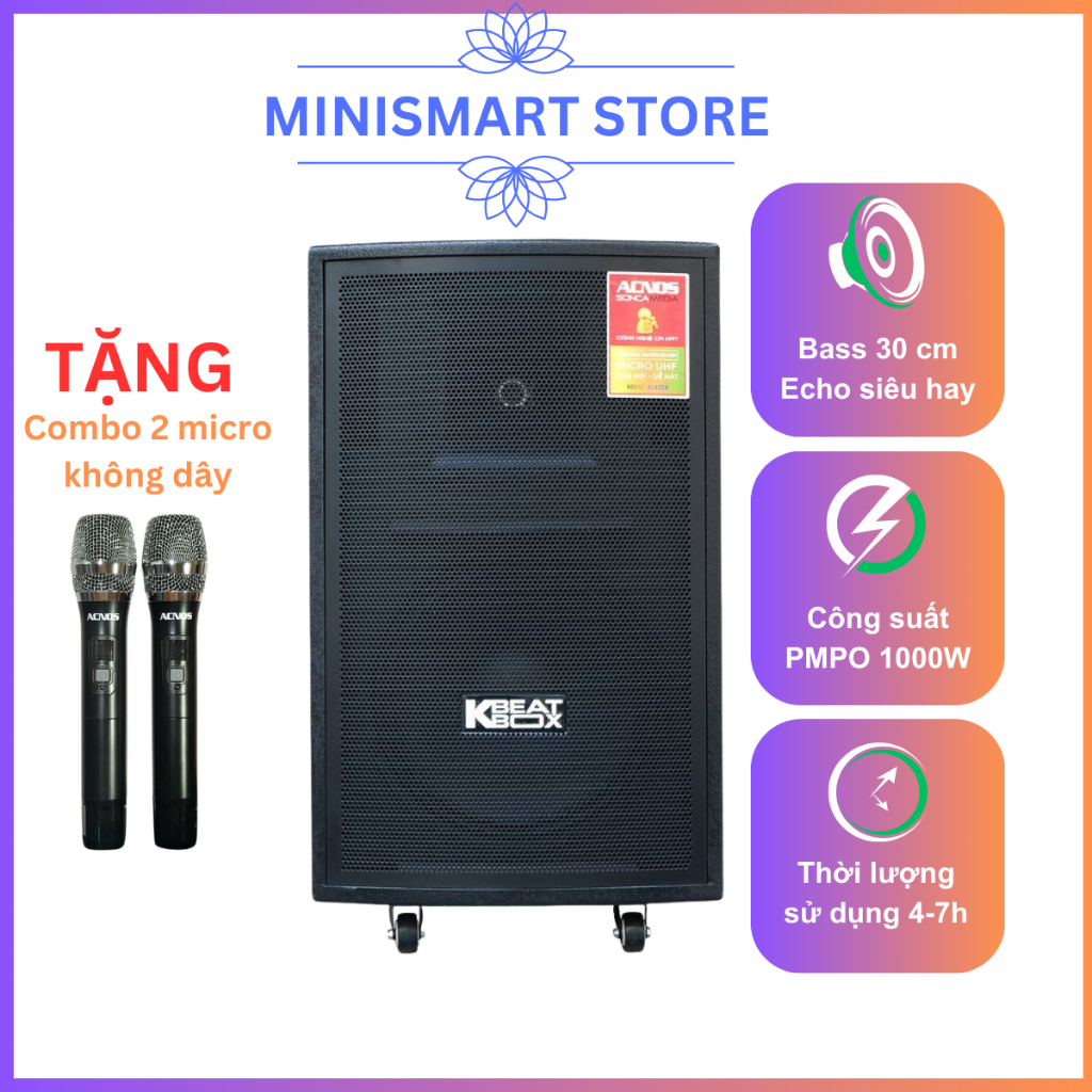 Loa Kéo ACNOS CB31 - Bass 30cm Công Suất 1000W - Tặng Kèm 2 Micro Không Dây - Chính Hãng ...