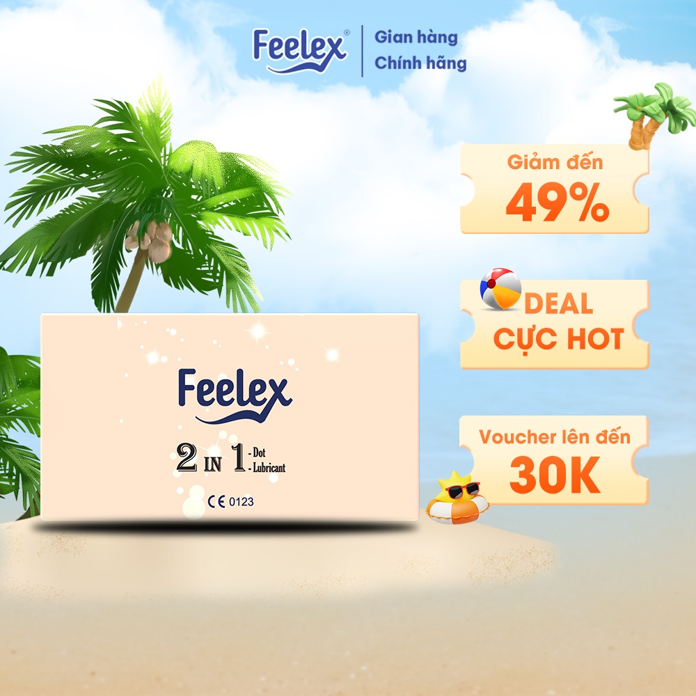 Bao cao su gai Feelex 2 in 1 nhiều gân gai và gel bôi trơn, mỏng hàng ...