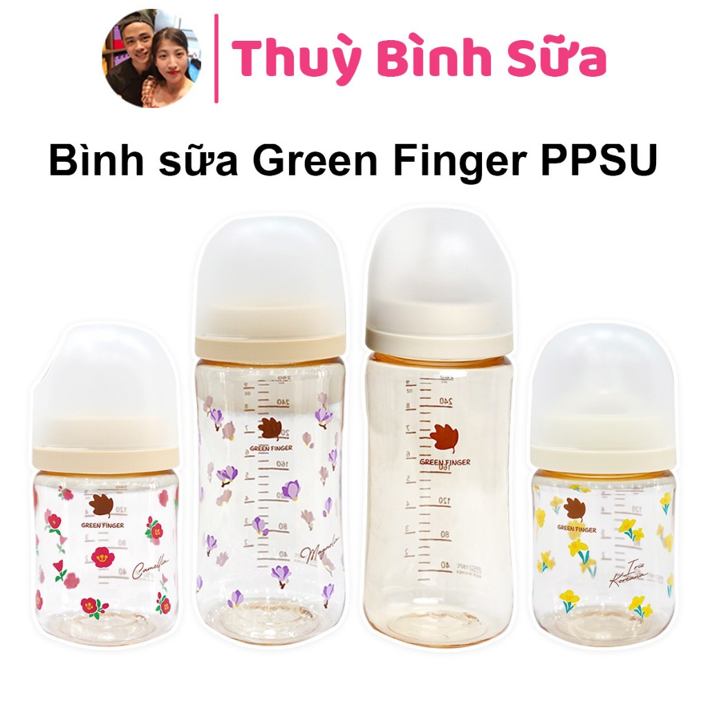 Bình sữa Green Finger Bebegrow Nhựa PPSU Hàn Quốc 160ml/280ml, núm ty 2 van thoát khí | Shopee ...