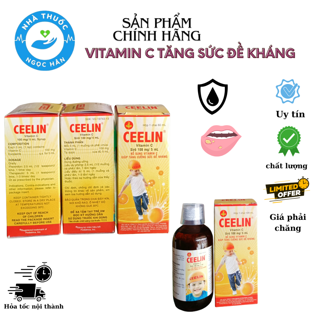 Ceelin Tăng Cường Sức Đề Kháng Cho Bé Phòng Ngừa Thiếu Vitamin C Chai ...