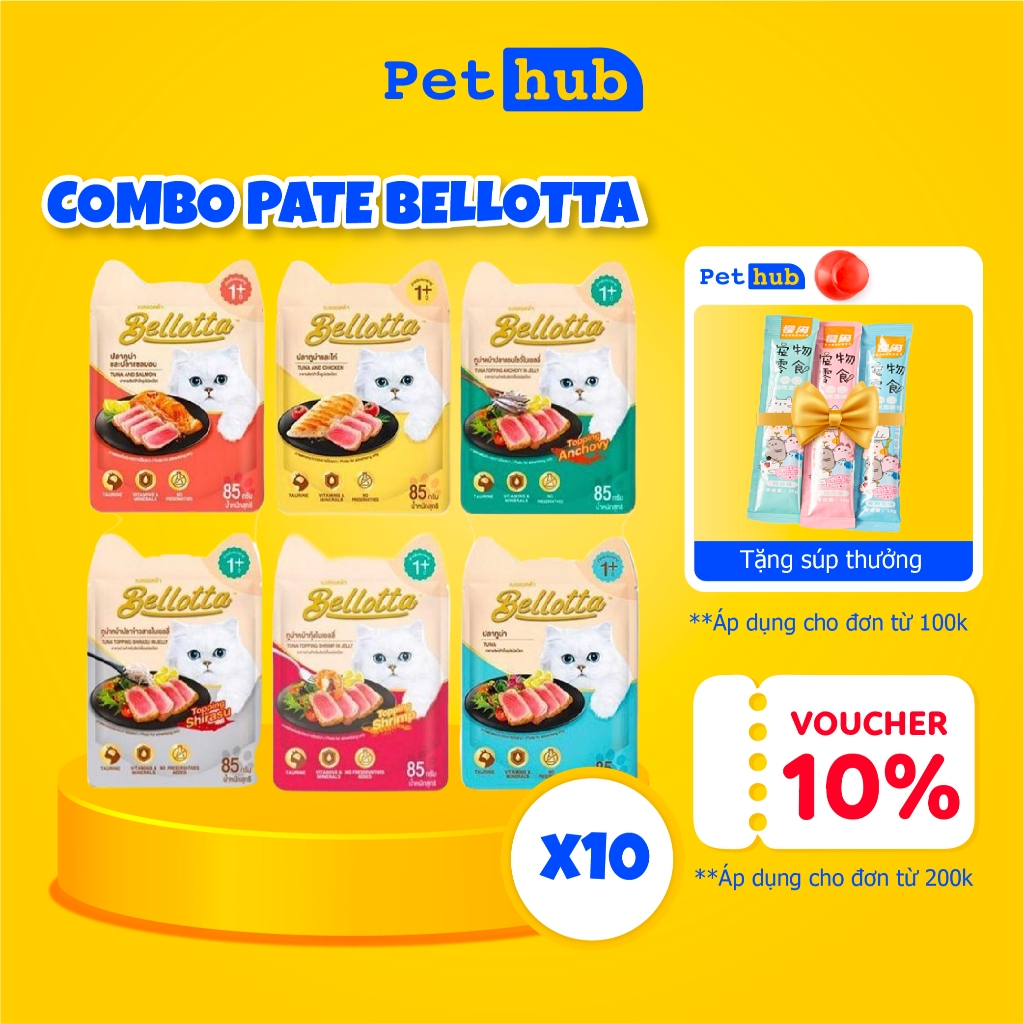 Combo 10 Gói Pate Bellotta Gói 85g Cho Mèo Trưởng Thành Mix Đủ Vị Gói ...