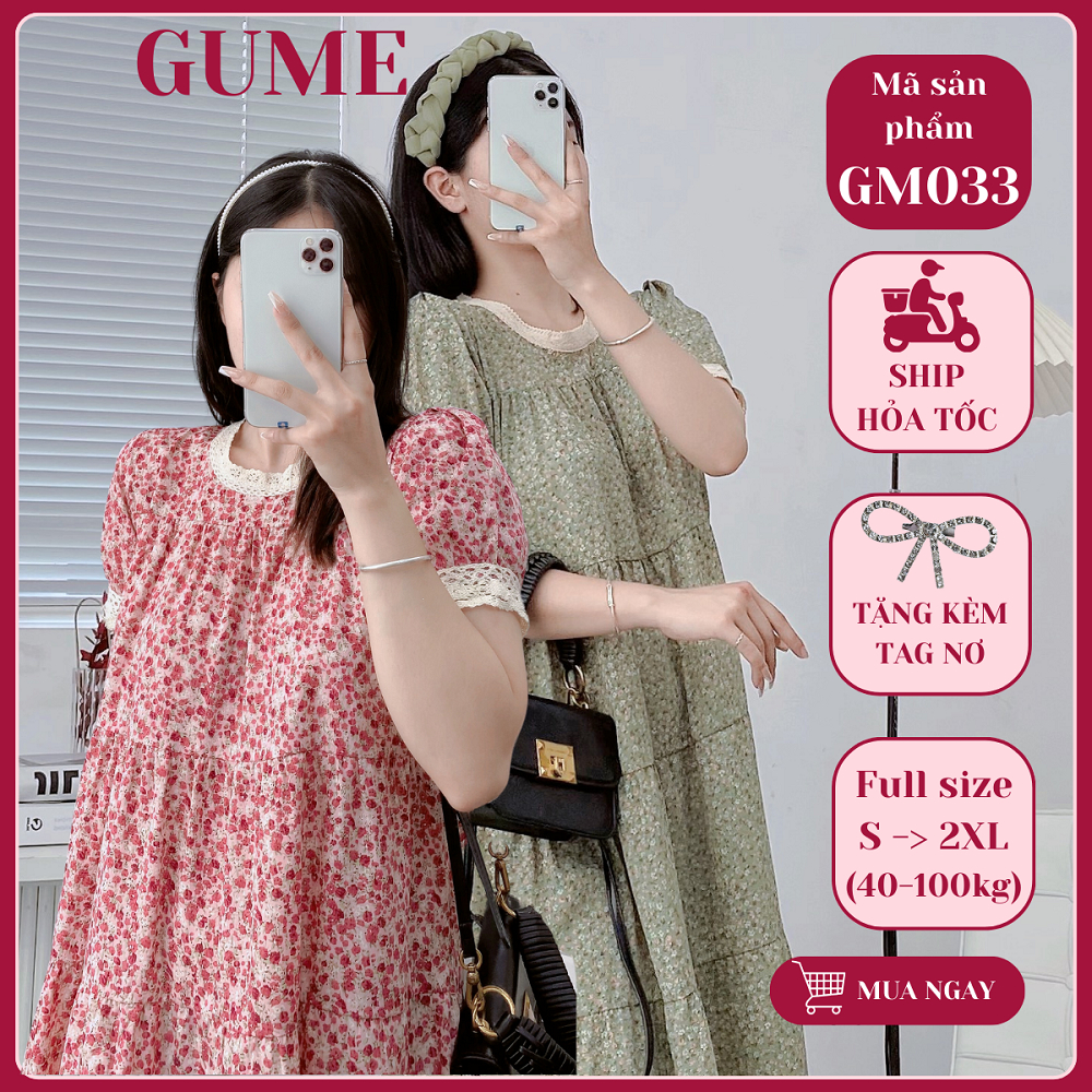 Váy bầu GuMe Váy bầu mùa hè vải hoa nhí dáng babydoll mặc đi chơi đi ...