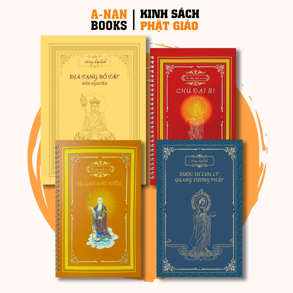 Sách - Combo 4 vở sổ chép kinh in mờ cao cấp Kinh Địa Tạng, Chú Đại Bi ...