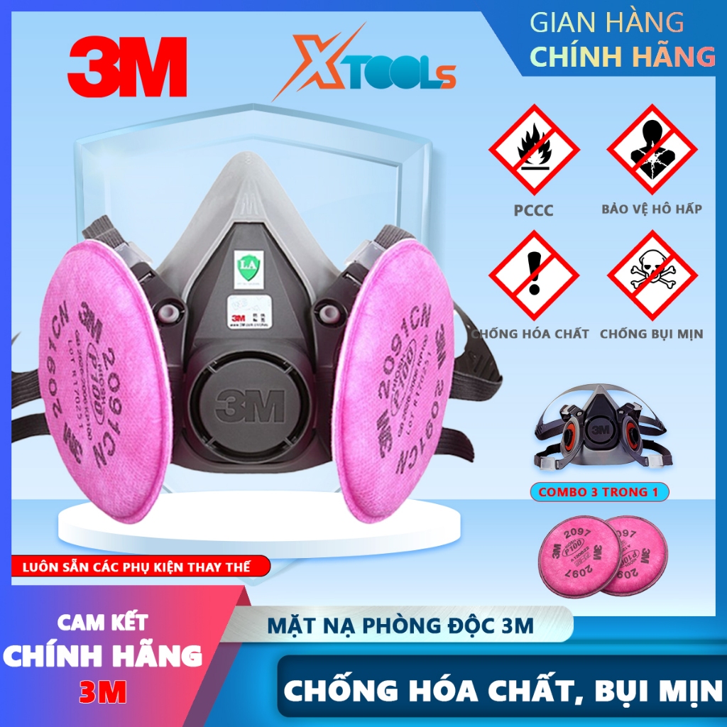 Bộ mặt nạ phòng độc 3M 6200-2097 Mặt nạ chống bụi - chống hơi độc - Chính hãng | Shopee Việt Nam