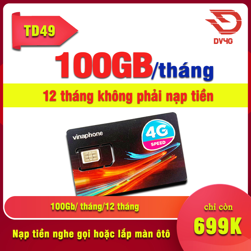 Sim 4G Vinaphone- Mobifone Big50y -Thaga60 -TD49 -Happy -D500 -U1500, không giới hạn dung lượng ...