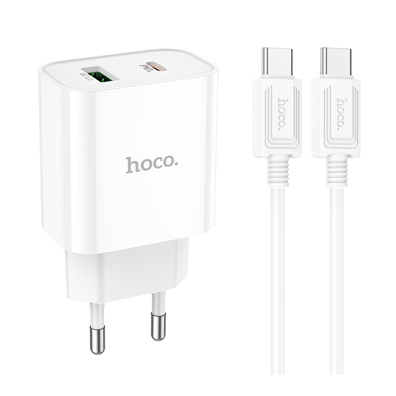 Bộ sạc nhanh PD20W Hoco C80A Plus type-c to Type-C chân tròn 1 cổng Type-C/ USB kèm dây sạc dài ...