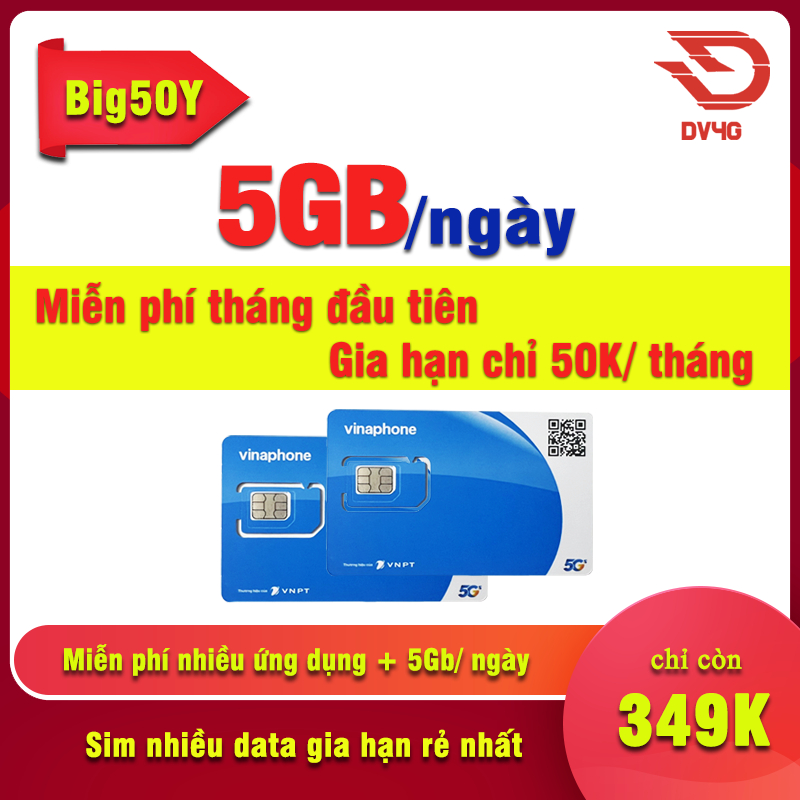 Sim 4G Vinaphone- Mobifone Big50y -Thaga60 -TD49 -Happy -D500 -U1500, không giới hạn dung lượng ...