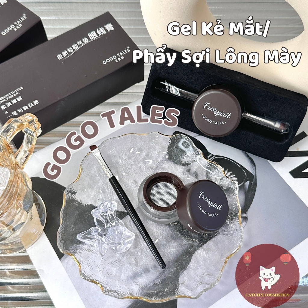 [GOGO TALES] Gel Kẻ Mắt GOGO TALES Hũ Tròn Kèm Cọ 5g Lâu Trôi Tự Nhiên ...