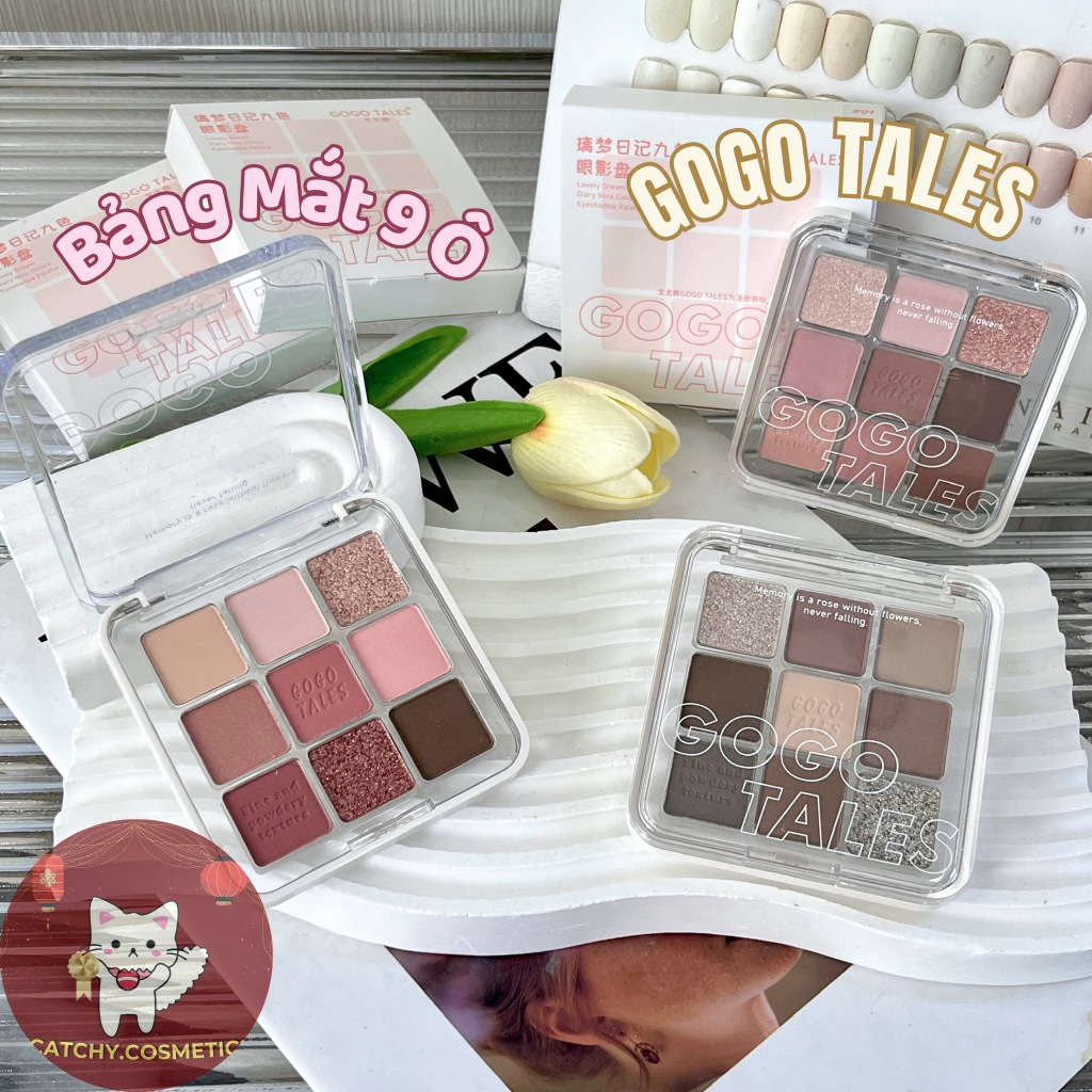 [GOGO TALES] Bảng Phấn Mắt GOGO TALES 9 Ô Nhũ Lì Viền Trắng Vuông ...
