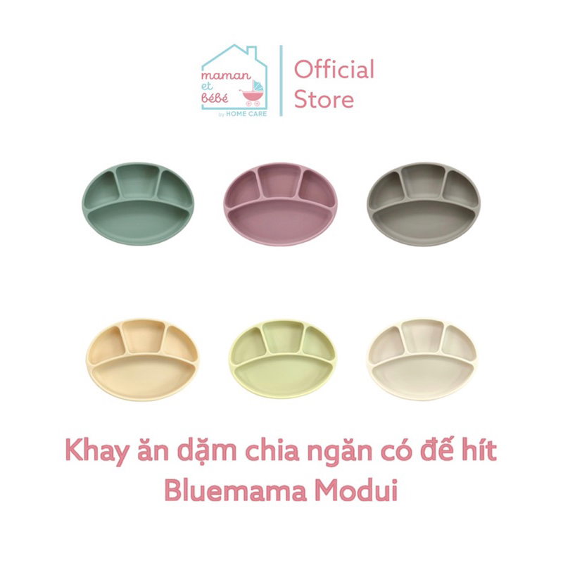 Khay ăn dặm chia ngăn có đế hít silicone cao cấp Bluemama Modui ...