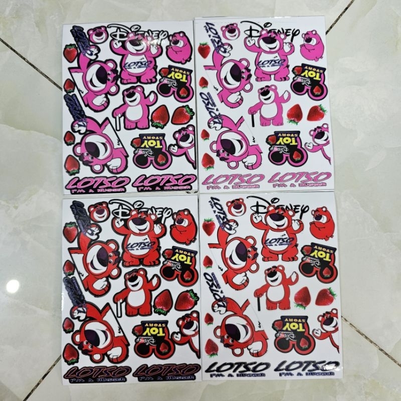 Tem logo sticker gấu dâu lotso mini mới dán trang trí xe máy, điện ...