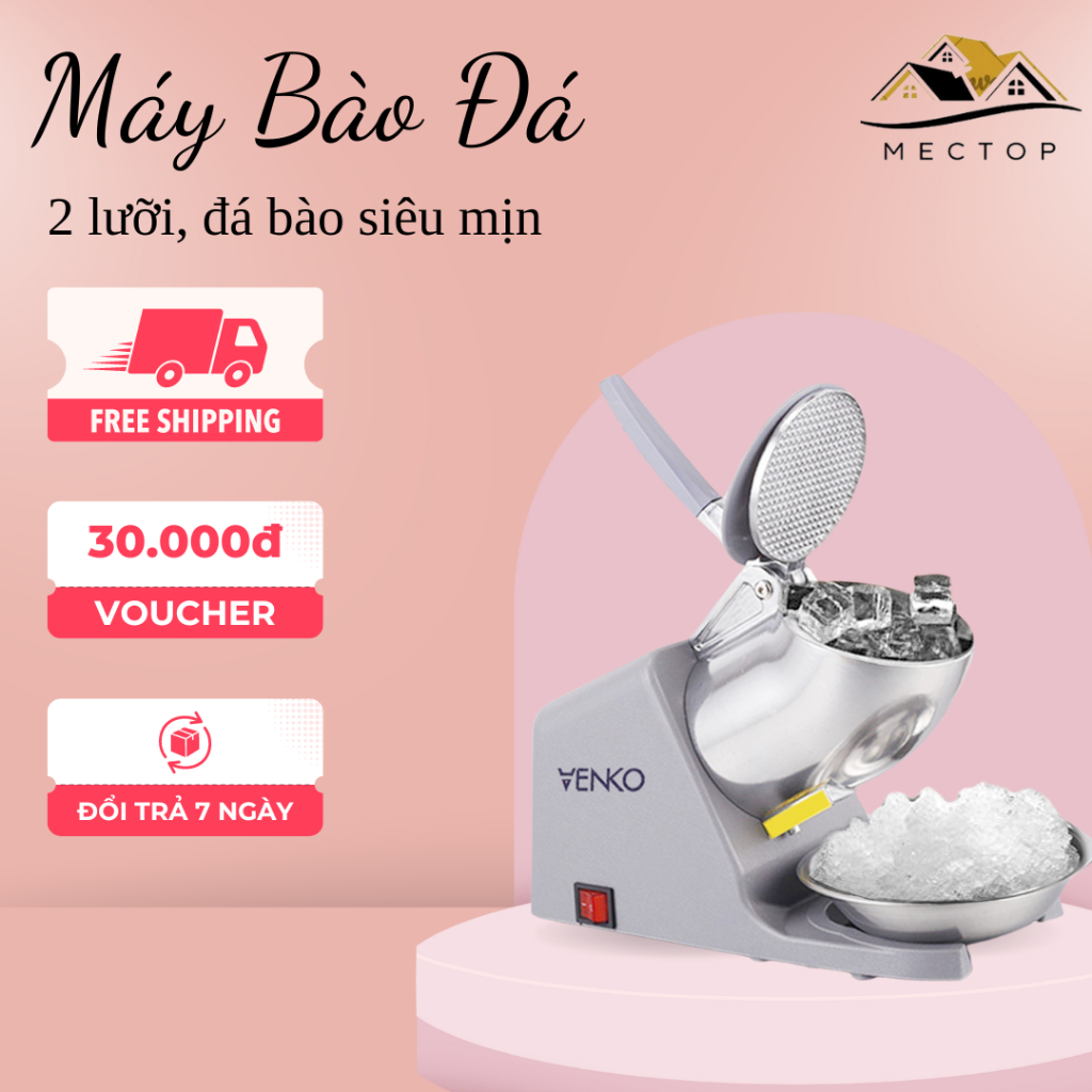 [HÀNG CHÍNH HÃNG] Máy Bào Đá Venko 2 Lưỡi 2 Nắp VI500, Máy Xay Đá Tuyết ...