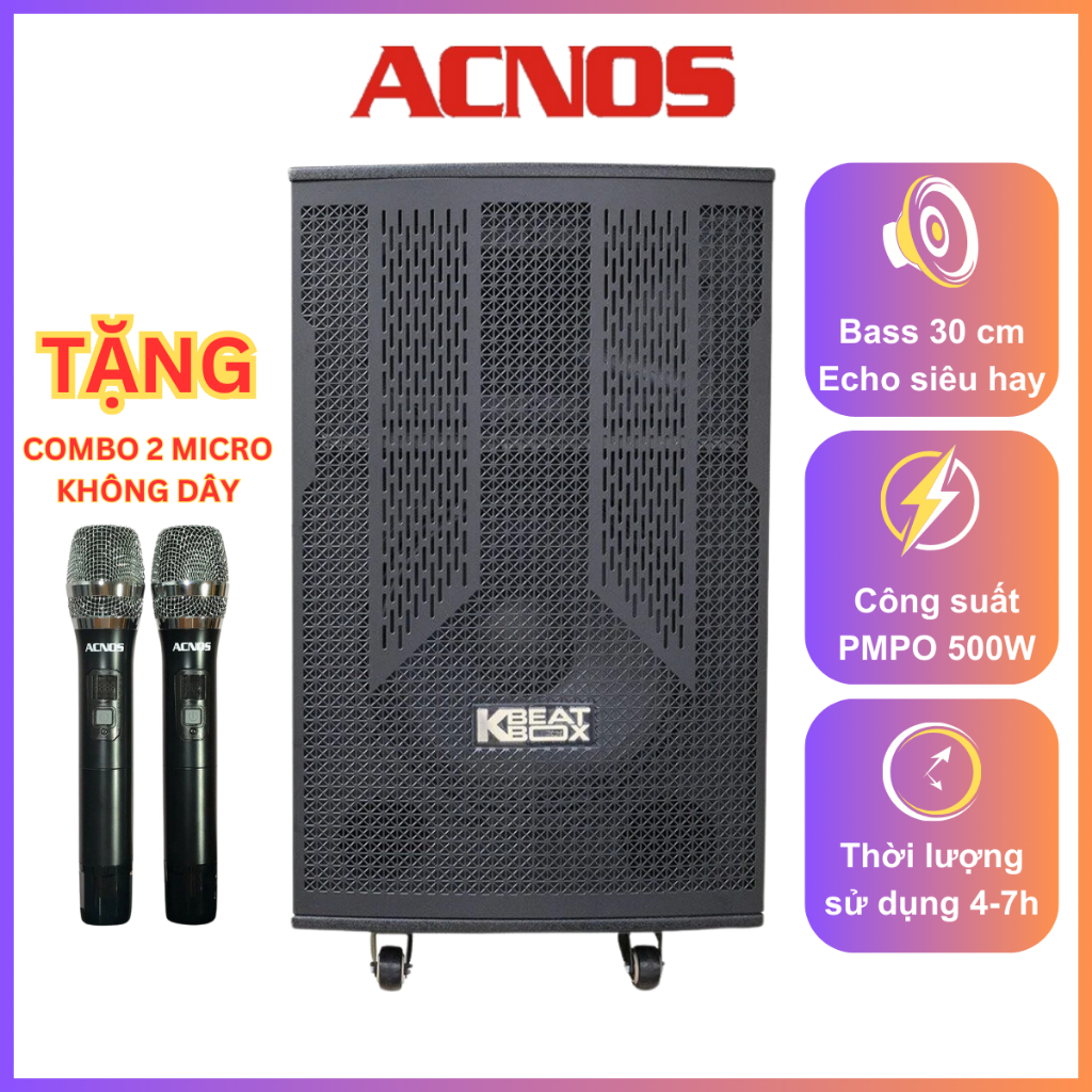 Loa Kéo ACNOS CB302G - Bass 30cm Công Suất 500W - Tặng Kèm 2 Micro Không Dây - Chính Hãng ...