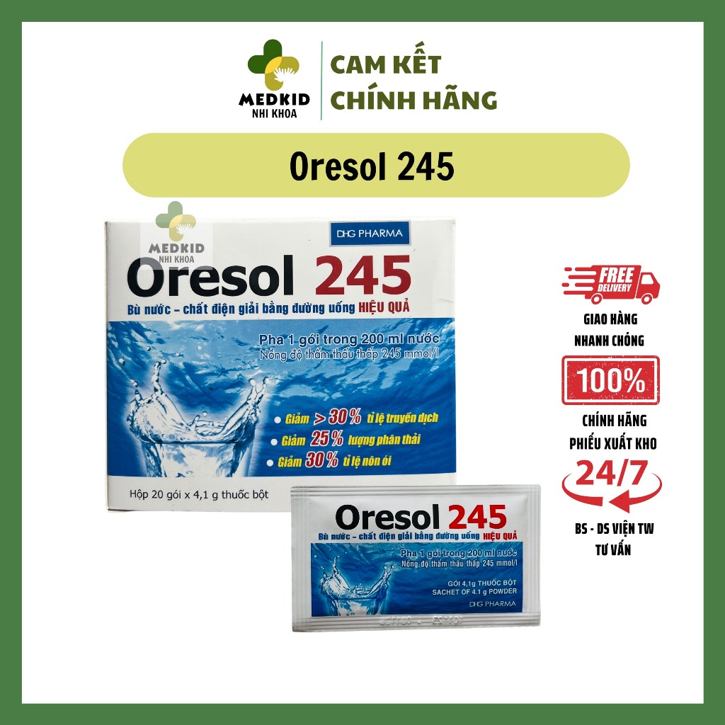 Gói bù nước - chất điện giải Oresol 245 - Bổ sung điện giải cho cơ thể ...