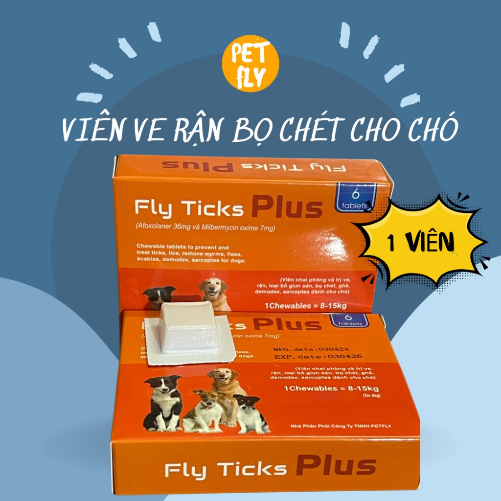 Viên ăn sạch ve rận cho chó 8-15kg PetFly (1viên) | Shopee Việt Nam