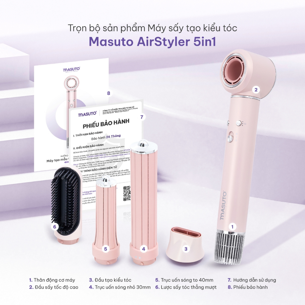 [LIVE DIỆP LÊ- 899K] Máy Sấy Tóc Tạo Kiểu Masuto AirStyler 5in1 Phồng ...