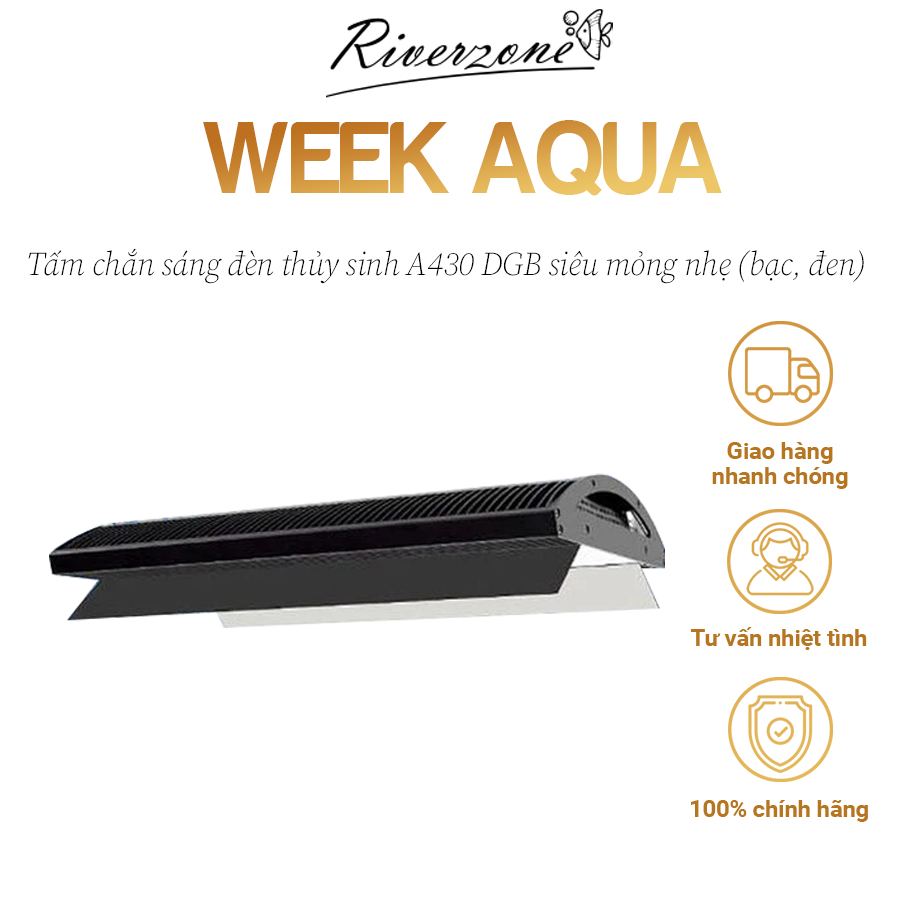 Tấm chắn sáng đèn thủy sinh Week Aqua A430 DGB siêu mỏng nhẹ (bạc, đen ...