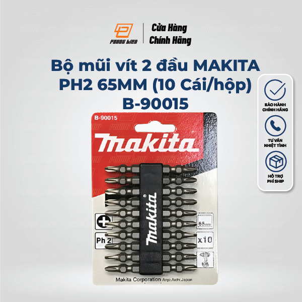 Bộ mũi vít 2 đầu MAKITA PH2 65MM (10 Cái/hộp) / B-90015 | Shopee Việt Nam
