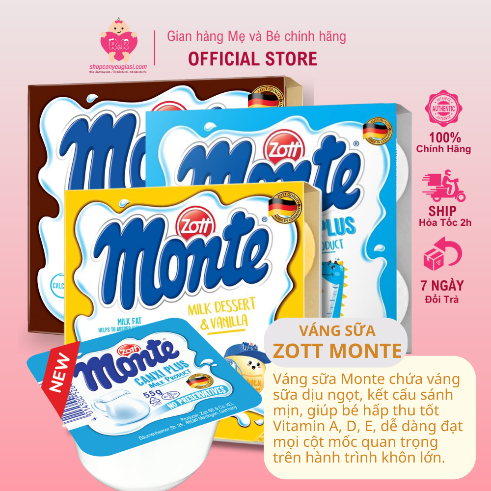 Lốc 4 Hộp Váng Sữa Monte Vani/Socola 55g-shopconyeugiasi | Shopee Việt Nam