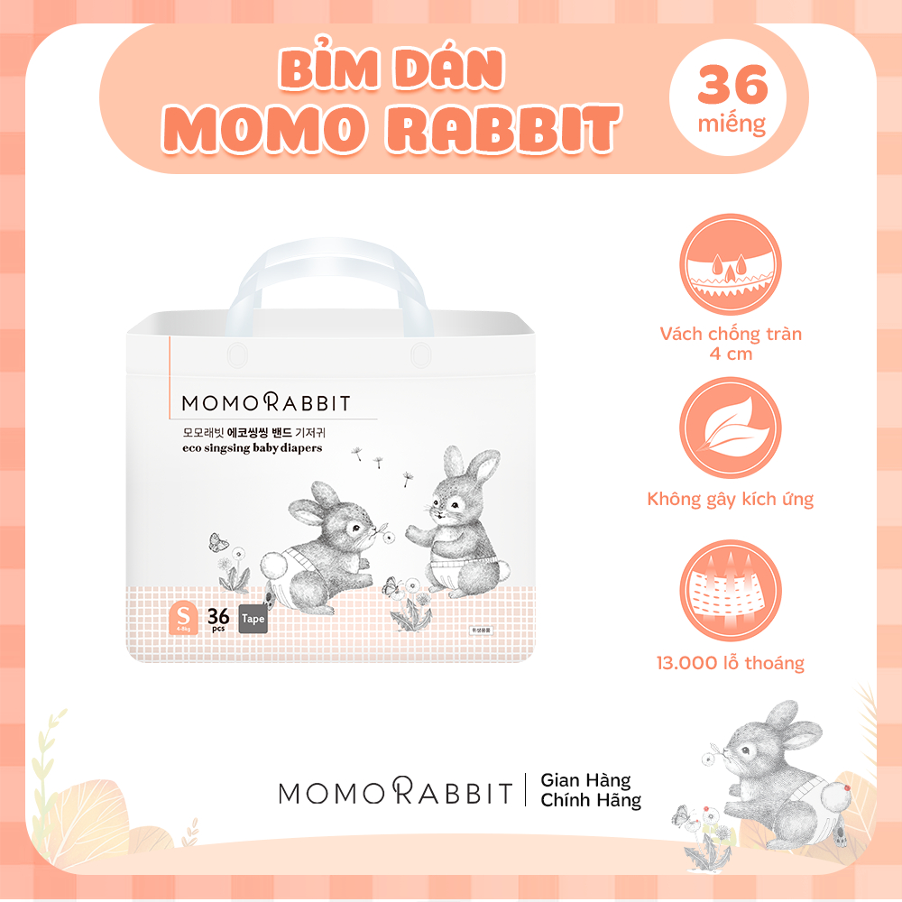 [Tặng bỉm bơi] Bỉm dán Momo Rabbit - Size S - 36 pcs - 4-8kg | Shopee ...