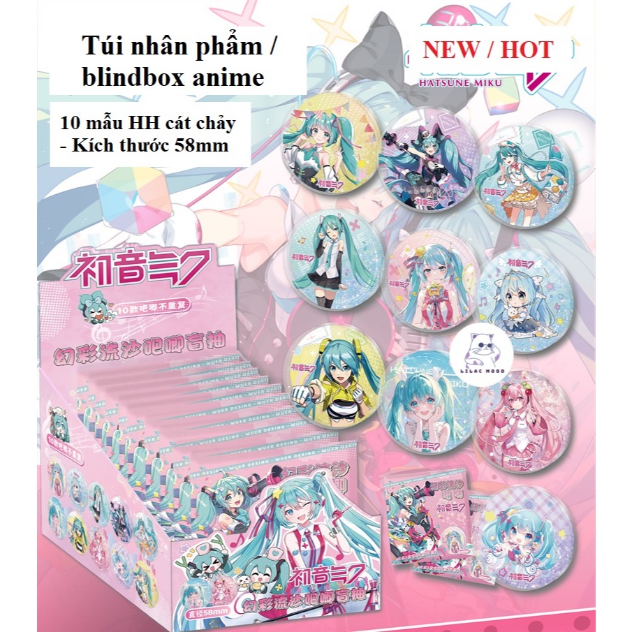 (sẵn/hot) Pack nhân phẩm Hatsune Miku | Hộp 10 gói huy hiệu cát chảy ...