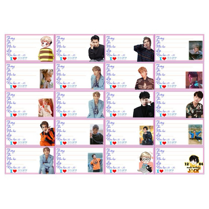 Nhãn vở Jack j97 phương tuấn 80 nhãn khác nhau/ nhãn dán jack-J97 ...