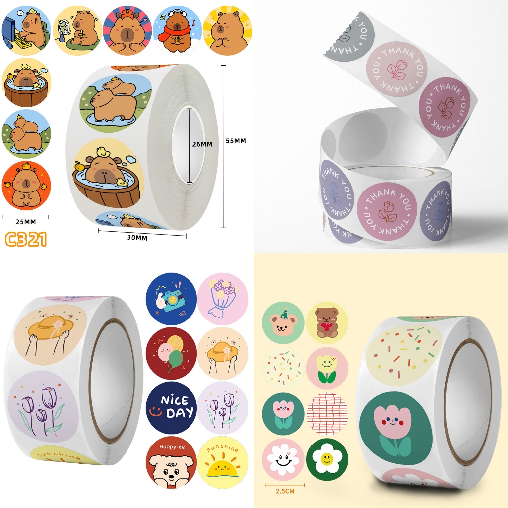 Cuộn 500 tem dán sticker thank you gói hàng, phụ kiện quà tặng, trang ...