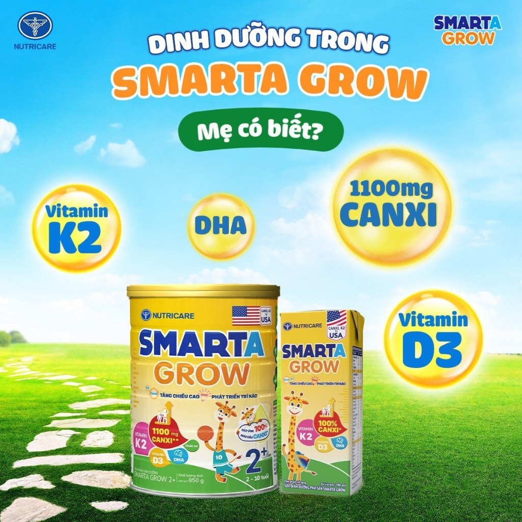 Sữa Bột SMARTA GROW Nutricare Bé Tăng Chiều Cao Phát Triển Trí Não Tăng ...
