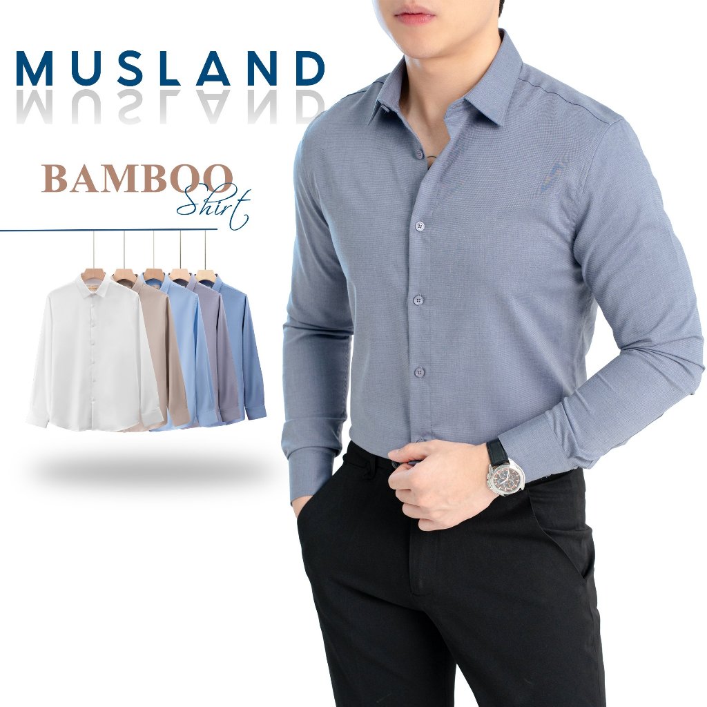 Áo Sơ Mi Nam Tay Dài Musland Dài Tay Trơn Basic Vải Bamboo Sợi Tre Cao ...